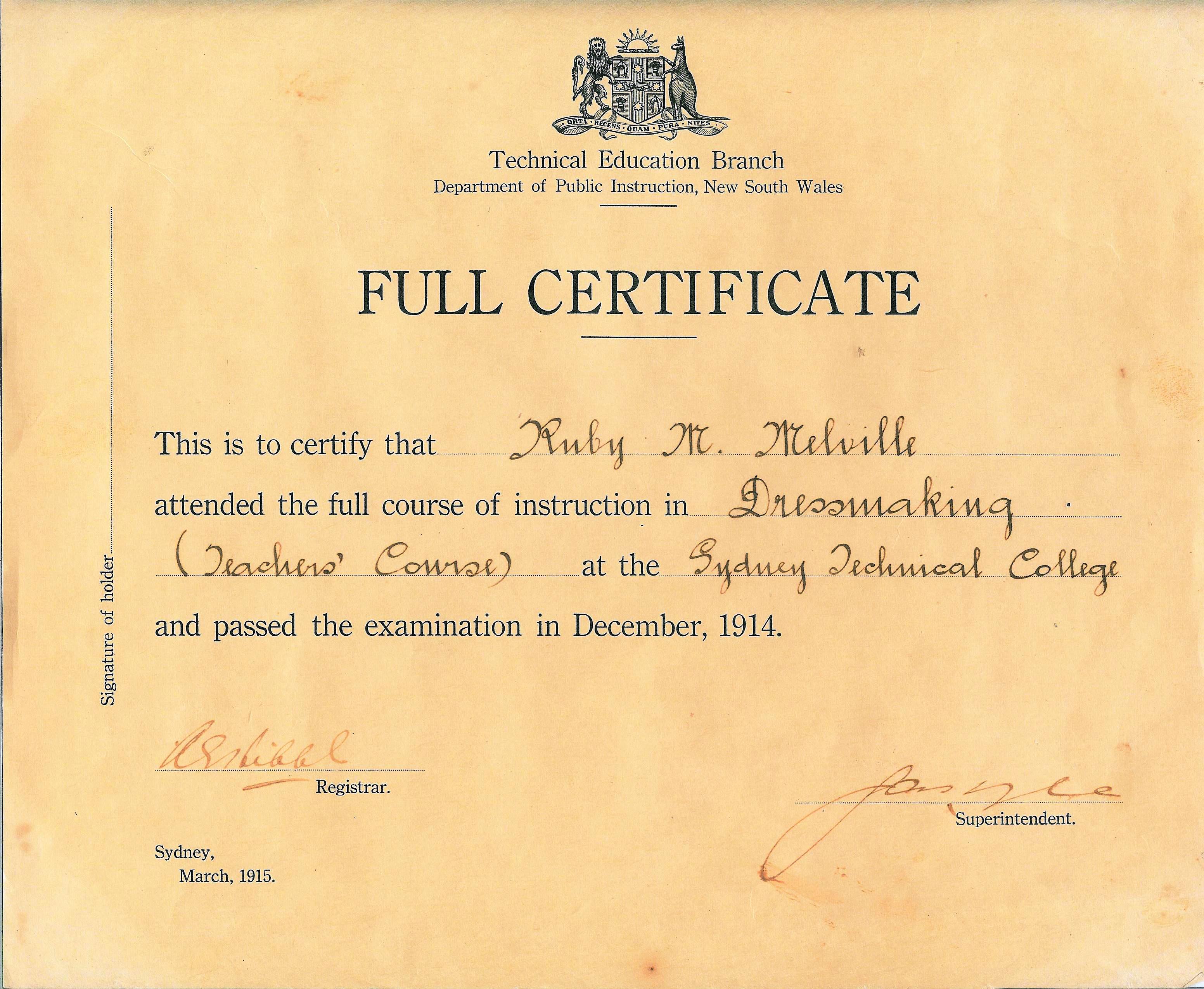 FULL CERTIFICATE - MELVILLE | openEQUELLA